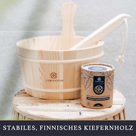 Liebenstein Sauna Eimer mit Kelle aus Kiefernholz (4L)