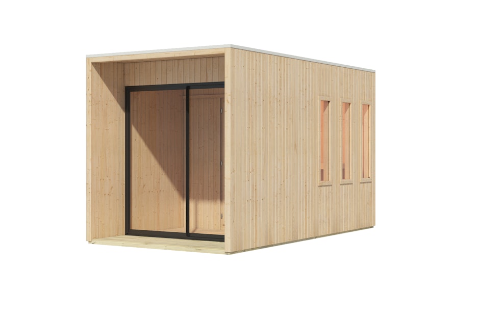Karibu Design Saunahaus Miramar Blackline mit Vorraum - 73 mm